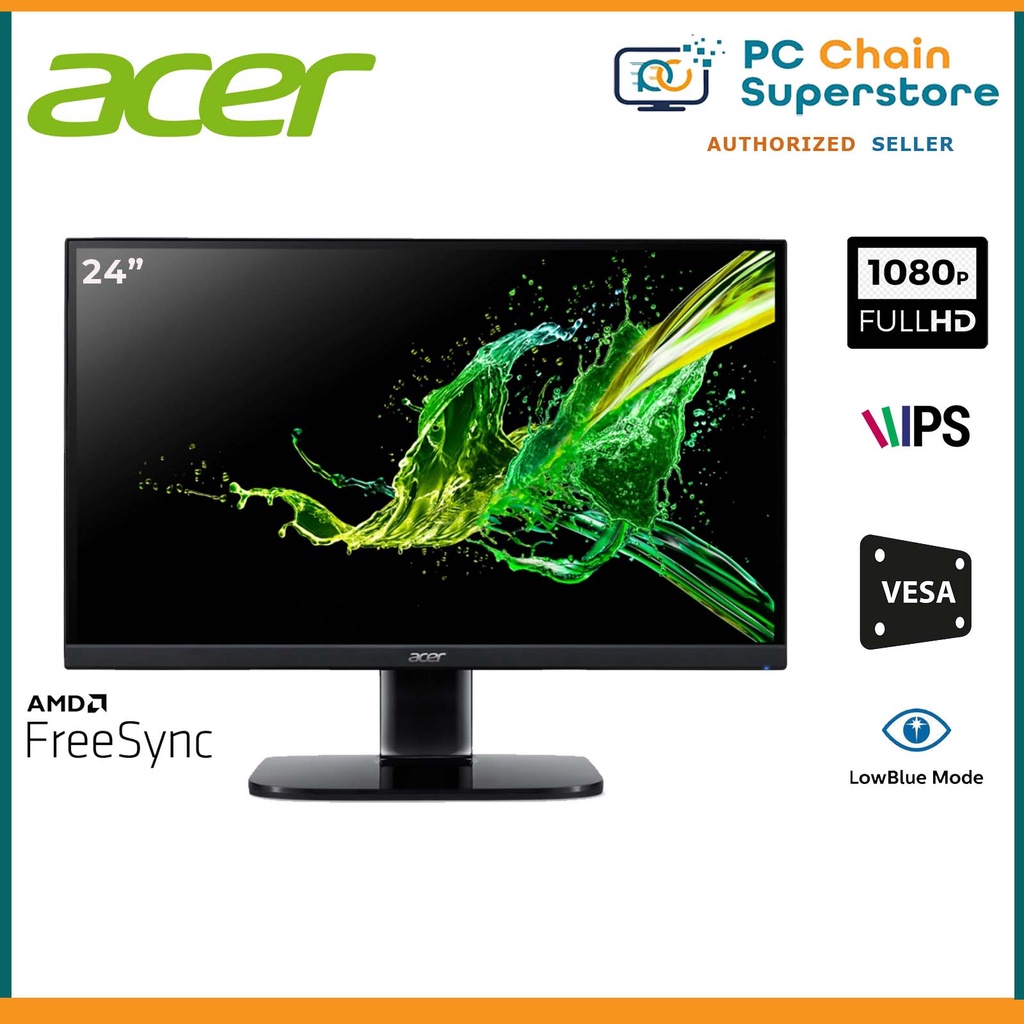 Acer KA242Y Eye Care Frameless Monitor - 24" Full HD IPS | 75Hz | AMD ...
