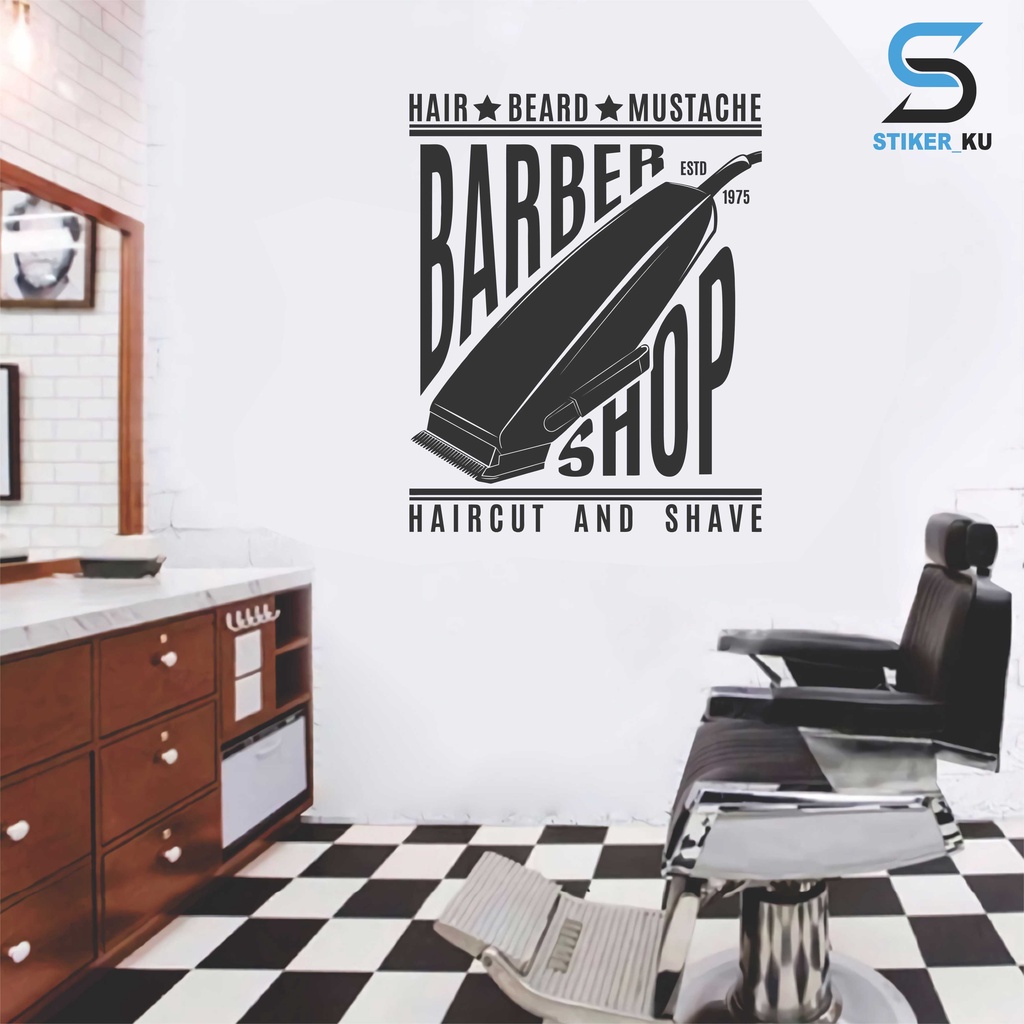 Wall Cutting Sticker Barber Shop Wall Sticker Salon Shaving Cutting ...