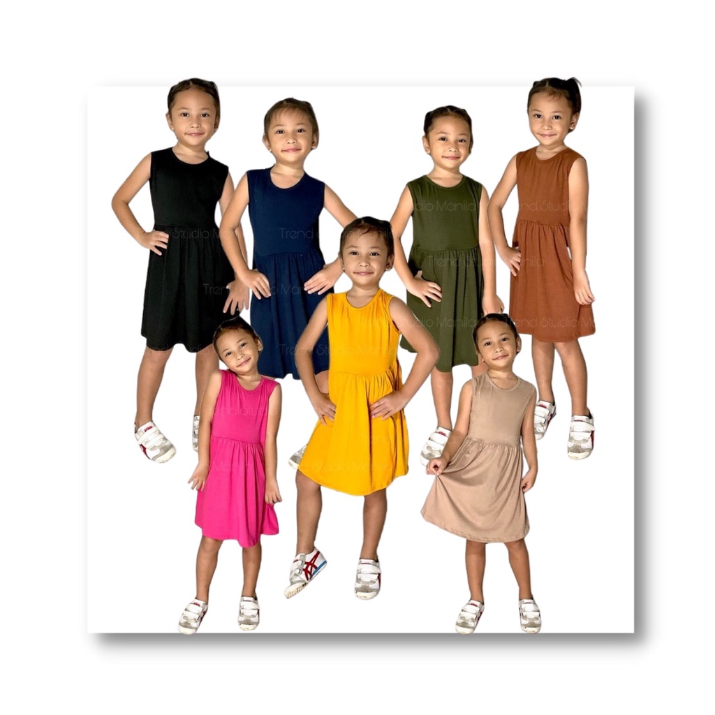 Plain Kids Sleeveless Dress / Baby girl Minimalist outfit Summer casual ...
