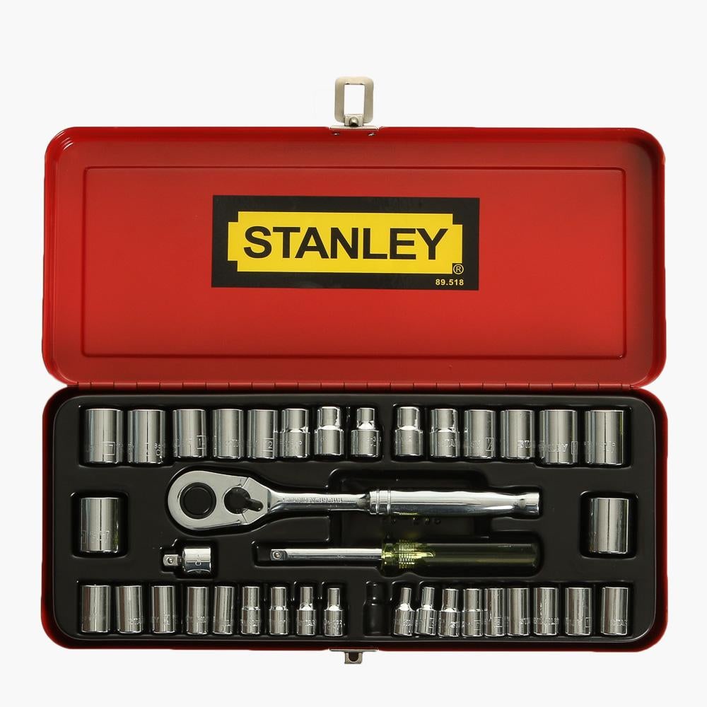 Stanley 37 Piece A/F & Metric 1/4in. & 3/8in. Drive Socket Set | Shopee ...