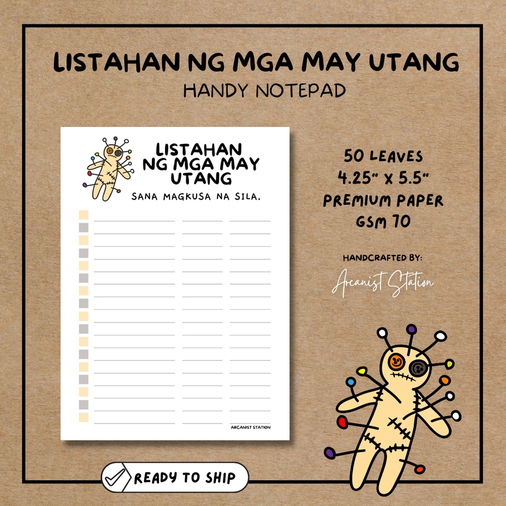 Listahan ng may utang - Tagalog Witty Humor Handy Size Notepad | Shopee ...