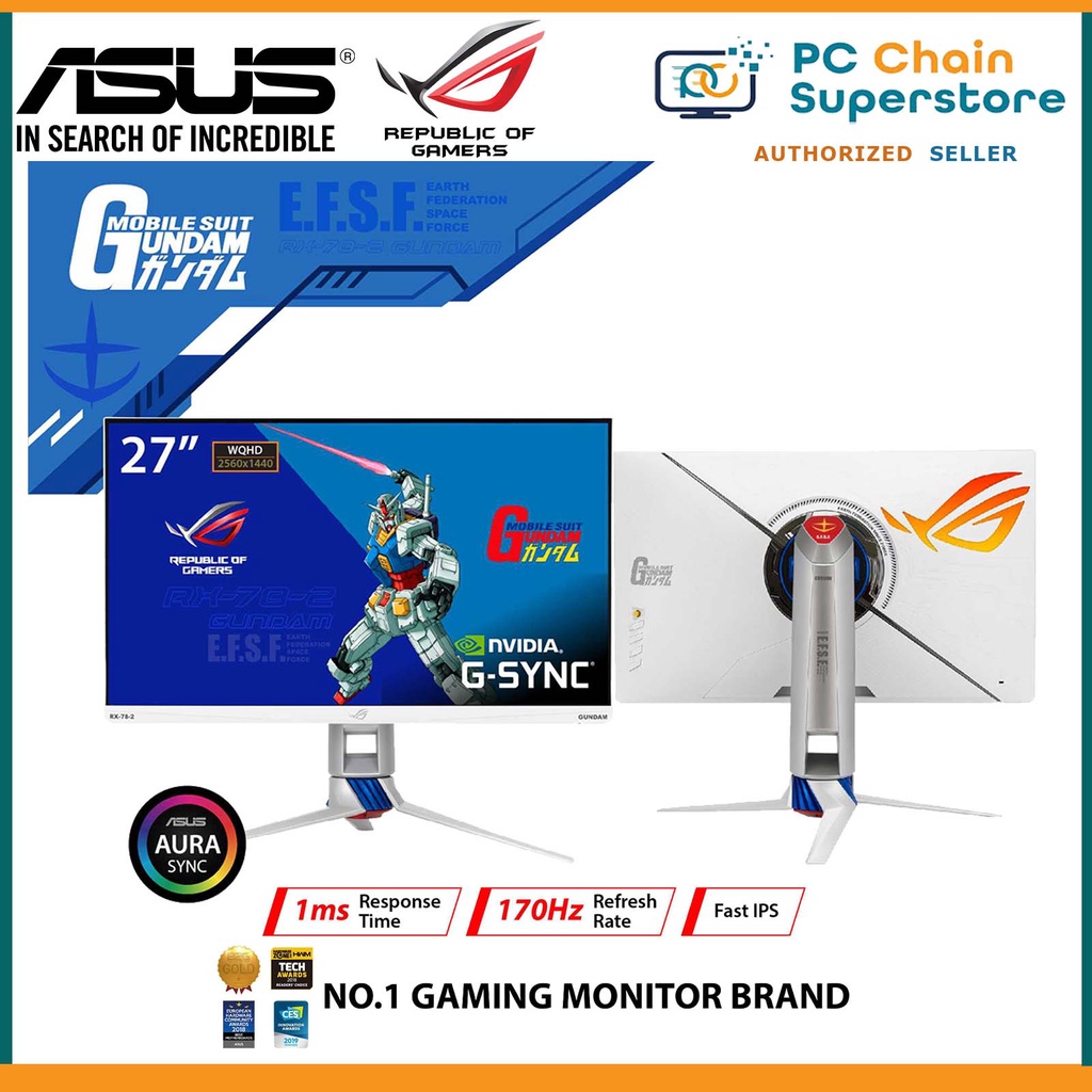 ASUS ROG Strix XG279Q-G GUNDAM EDITION Gaming Monitor - 27" WQHD 1440P ...