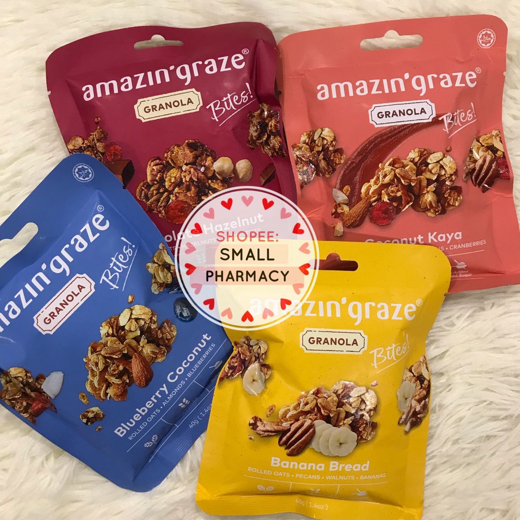 Amazin Graze Granola Bites 40g - Coconut Kaya / Chocolate Hazelnut ...