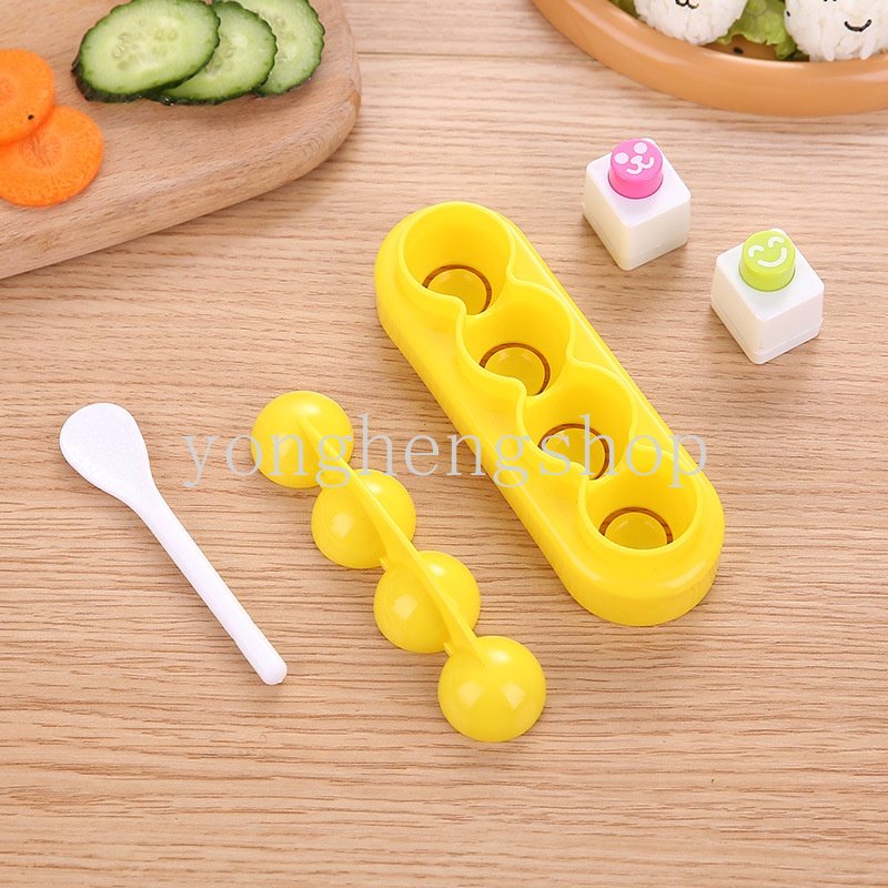 1 Set Cute Mini Spherical Rice Ball Mold with Seaweed Cutter DIY Onigiri Sushi Mould Kids Lunch ...