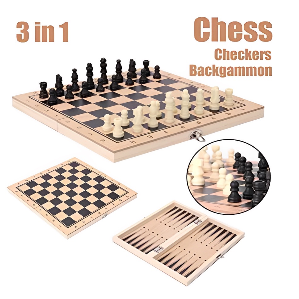 3 Ways To Play All Wooden Chess Toy Family Board Game High Quality ...