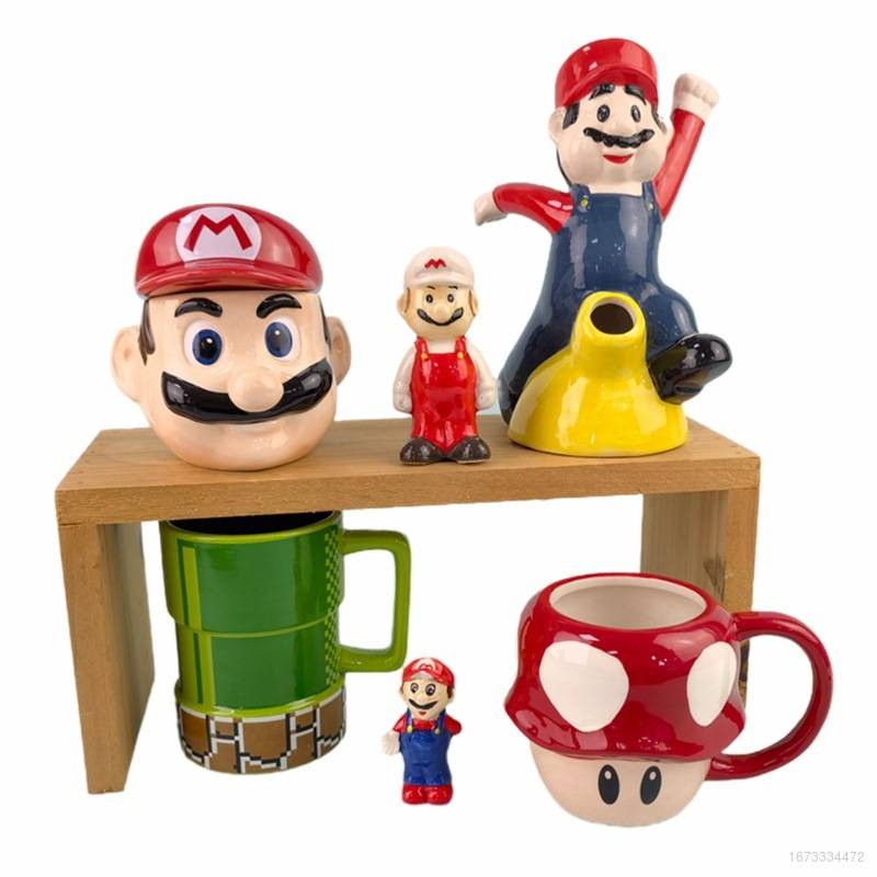 ST1 Super Mario Cup with Lid Ceramic Mug Game Peripheral Coffee Cup ...