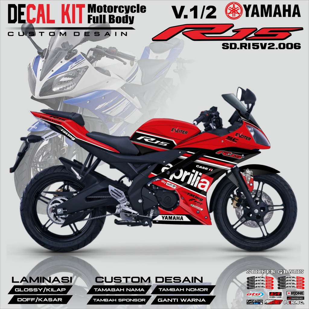 Decal R15 V1 V2 - Decal Sticker Striping Fullblock List YAMAHA R15 V1 ...