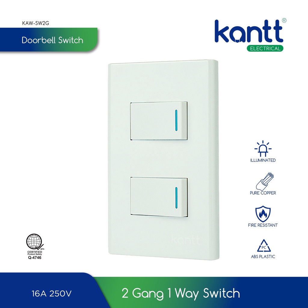 Kantt Electrical 2 Gang 1 Way Switch | Shopee Philippines