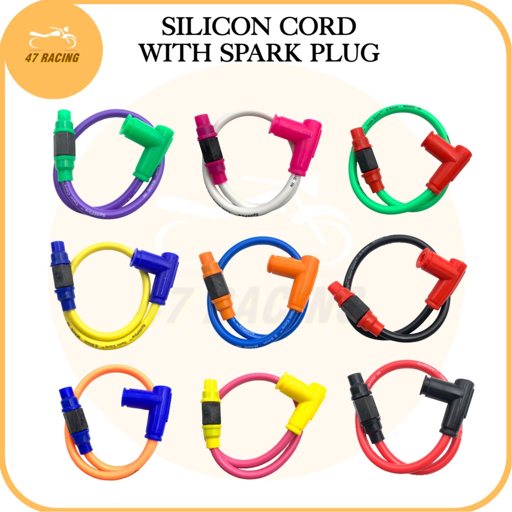 47Racing Motorcycle Split Fire Twin Core Universal Silicone Cord with ...