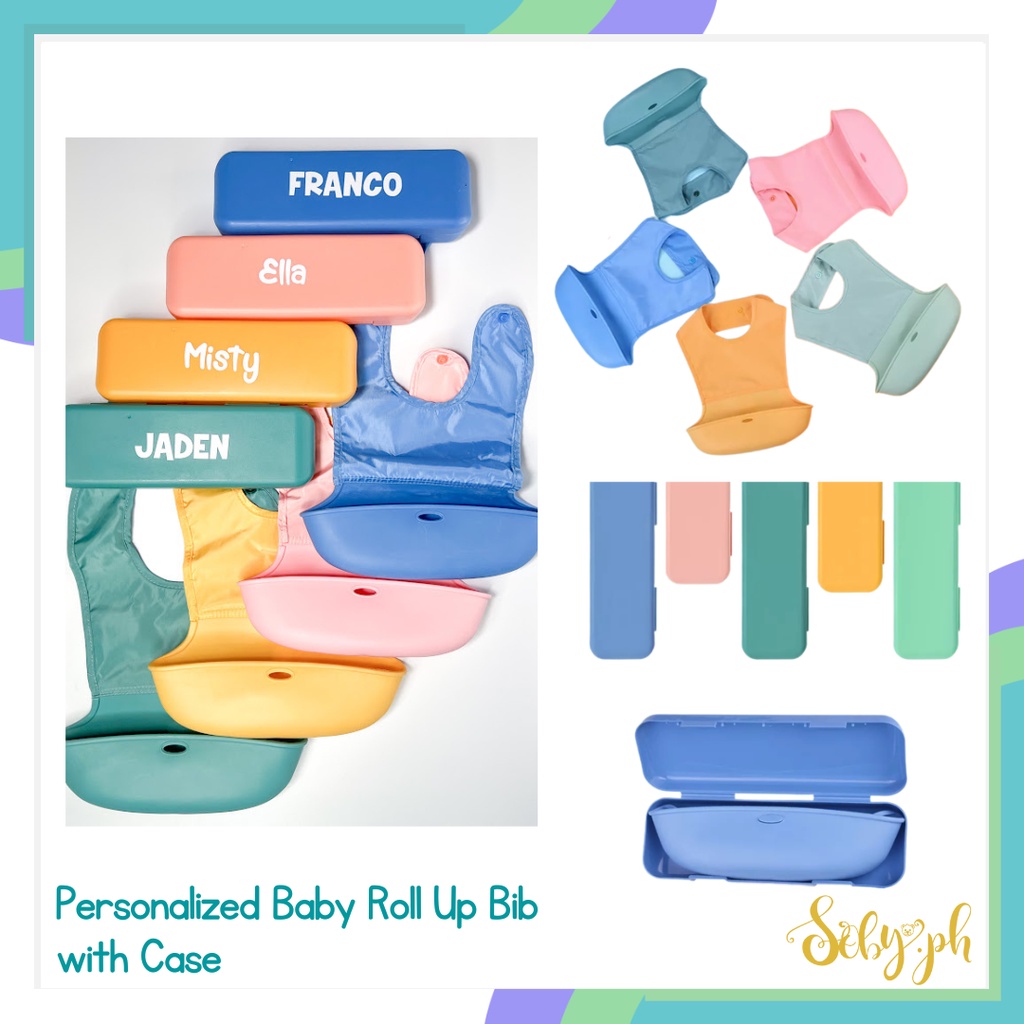 SOBY PH - BLW Baby Roll Up Bib with Travel Case with Personalized Name ...