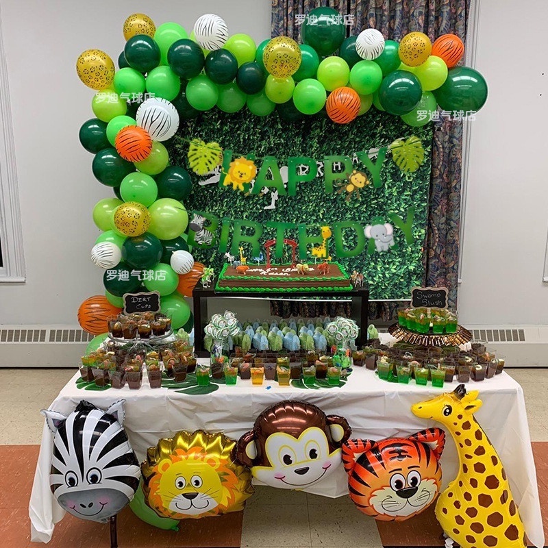 67pcs Birthday Decoration Jungle Animal Theme Balloon Set 32inch Number ...