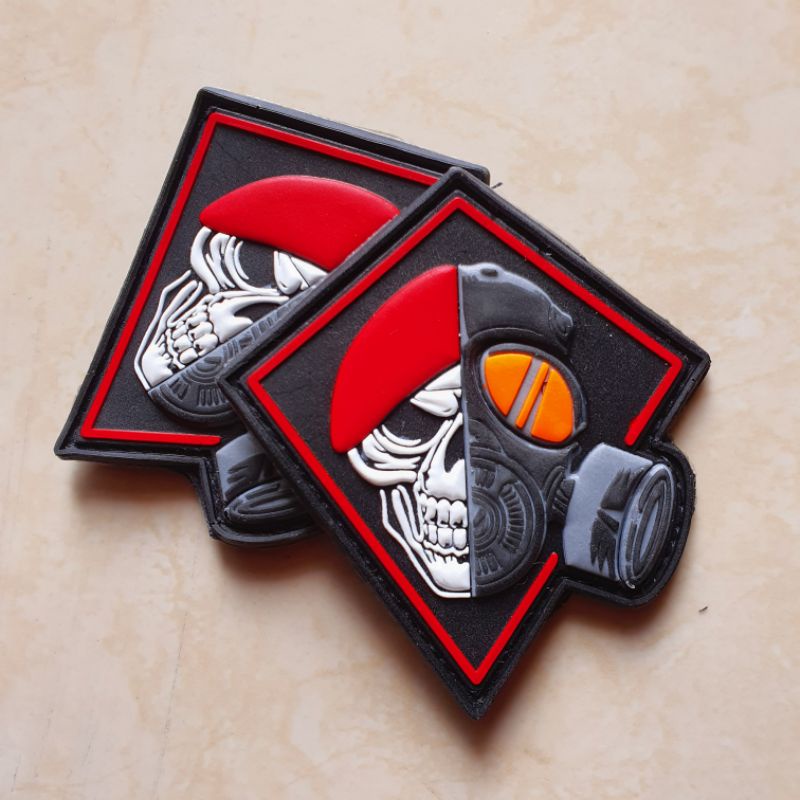 MERAH Patch rubber logo Skull Red Beret - kopassus - tni - velcro rubber emblem patch | Shopee ...