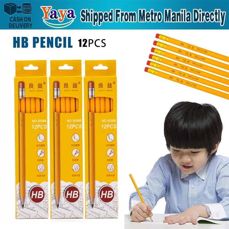 【Fast Delivery】12 Pcs/set Pencil Yellow Wooden Pencil With Eraser ...