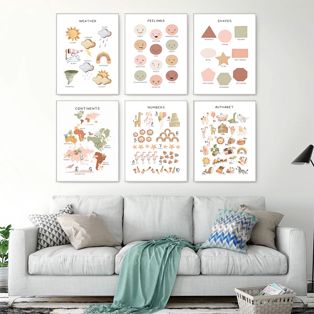 Boho Educational Poster Preschool Classroom Art Print Toddler ...