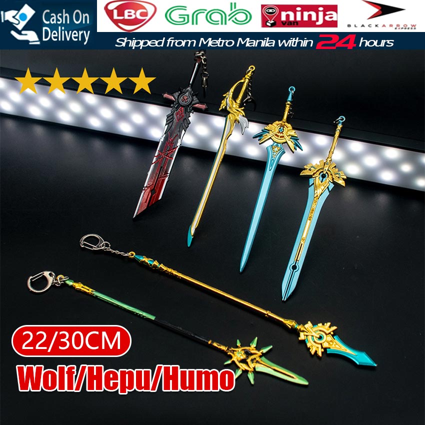 【Fast Delivery】 22/30CM Big Genshin Impact Keychain Sword for Cosplay ...