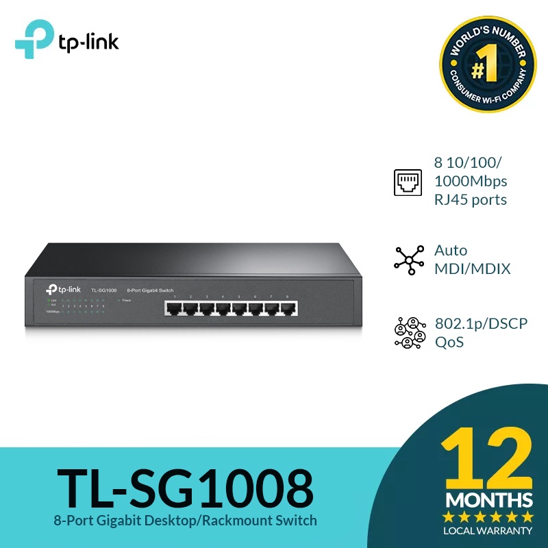 TP-Link TL-SG1008 8-Port Gigabit Desktop/Rackmount Switch | Shopee ...