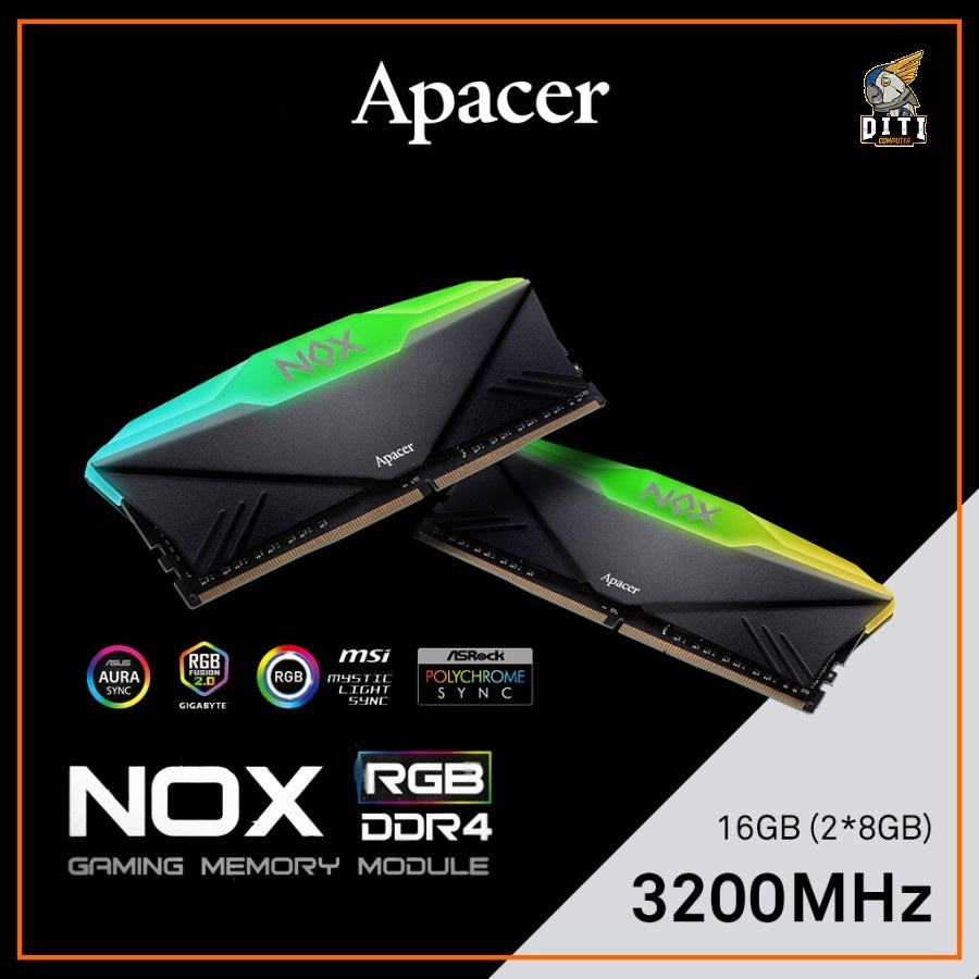 APACER NOX RGB BLACK 16GB (2X8GB) DDR4 3200MHZ LONGDIMM PC RAM | Shopee ...