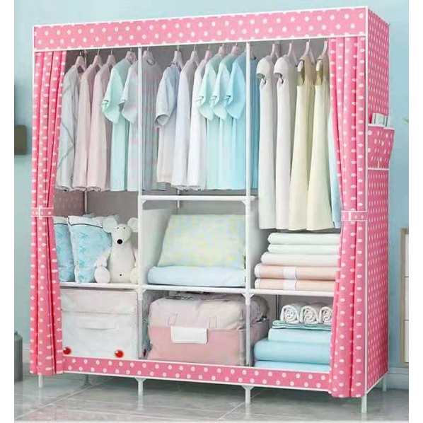 KM Wardrobe 3D Design DIY Multifunction Clothes Storage Rack Cabinet ...
