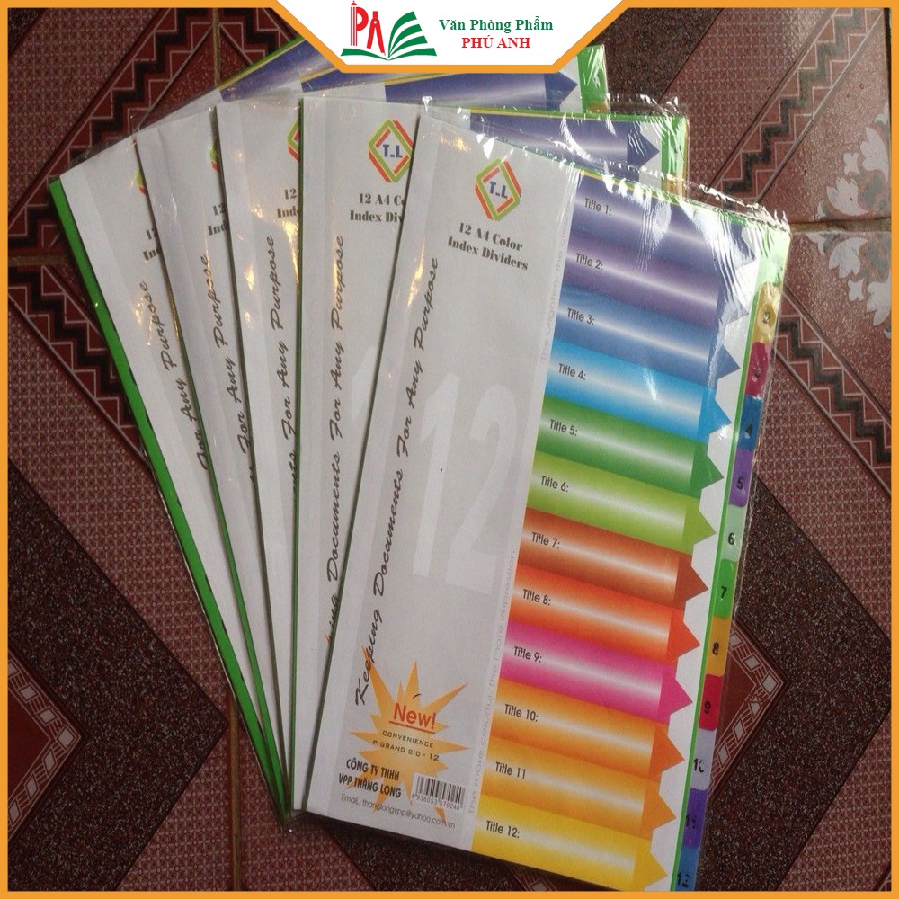 Combo 5 Plastic file dividers, paper file dividers 10 12 colors ...