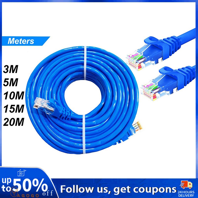 3M 5M 10M 15M 20M CAT5 RJ45 Ethernet Cable Lan Cable Internet Network Cable Outdoor Available ...