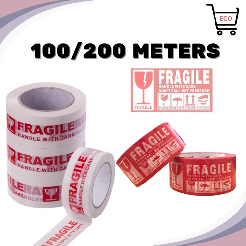 WHITE Fragile Tape/RED Fragile tape Packaging Tape 100M, 200M(with ...
