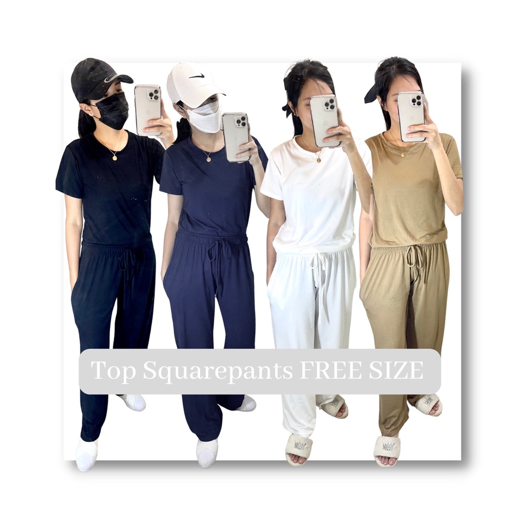TERNO TSHIRT SQUARE PANTS FREESIZE/ SOLID COORDINATE SET/ PLAIN LOUNGE ...