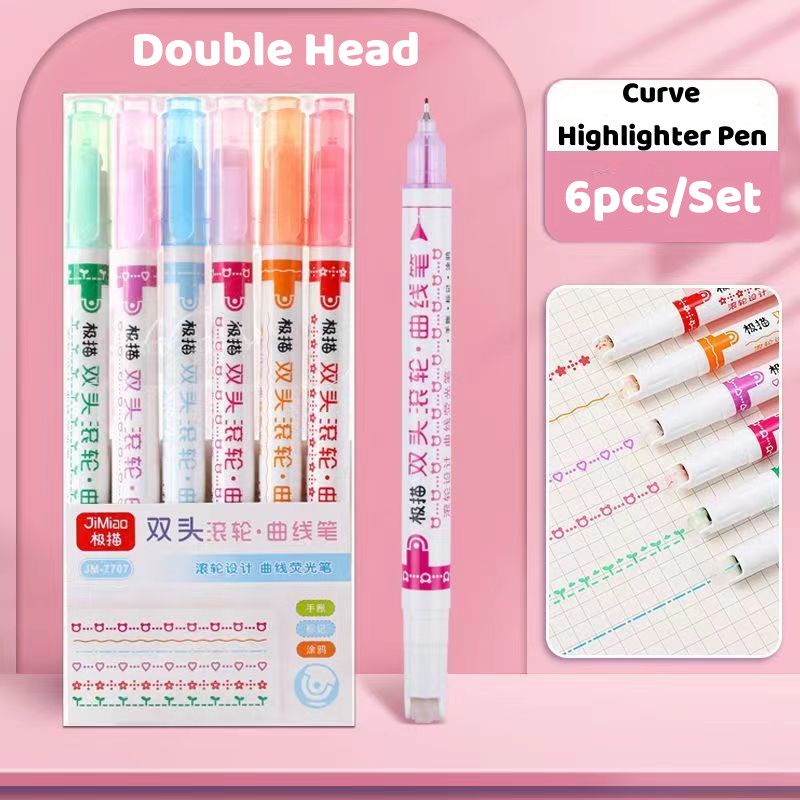 curve highlighter pen set double head curved pen outline curve pen ...