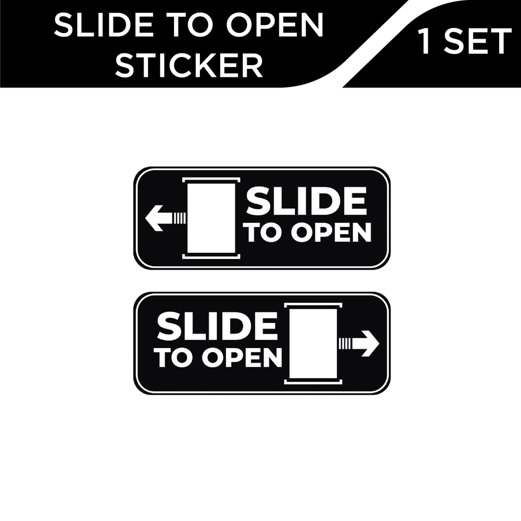 Dsign Slide To Open Left and Right Door Signage Sticker, Vinyl Sticker ...