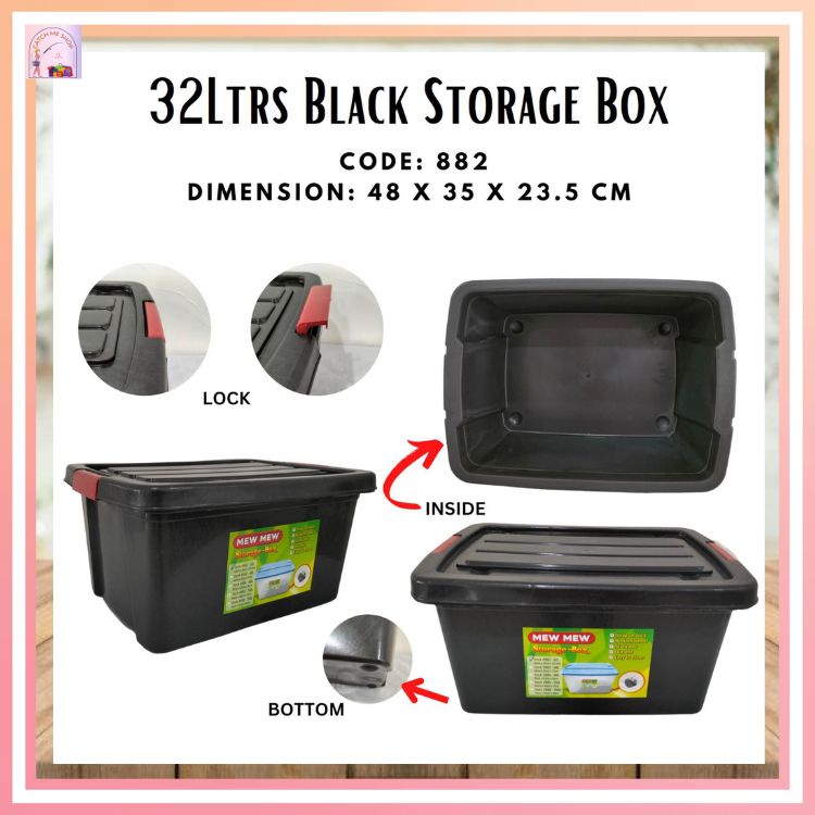 BLACK STORAGE BOX 32L / Storage Oraganizer | Shopee Philippines
