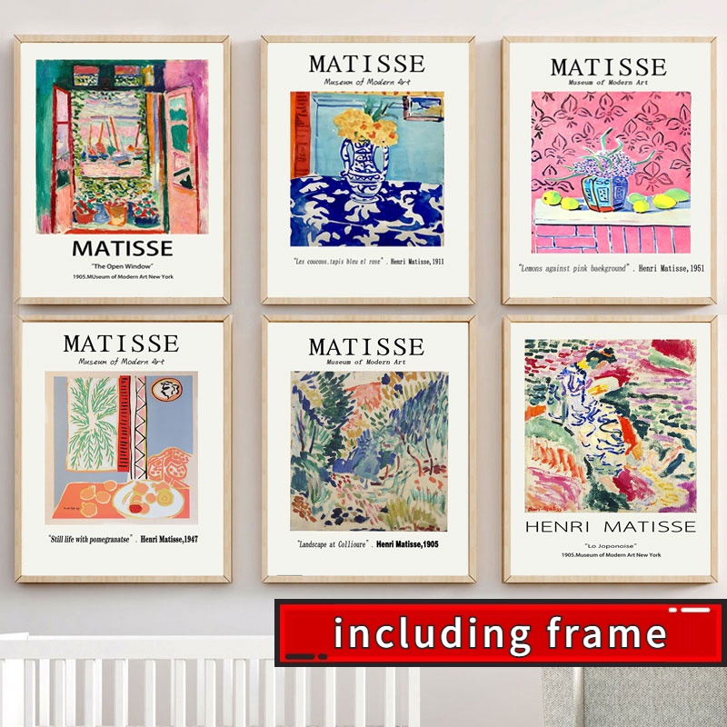 (With Frame) Vintage Henri Matisse Retro Posters Prints Abstract Museum ...