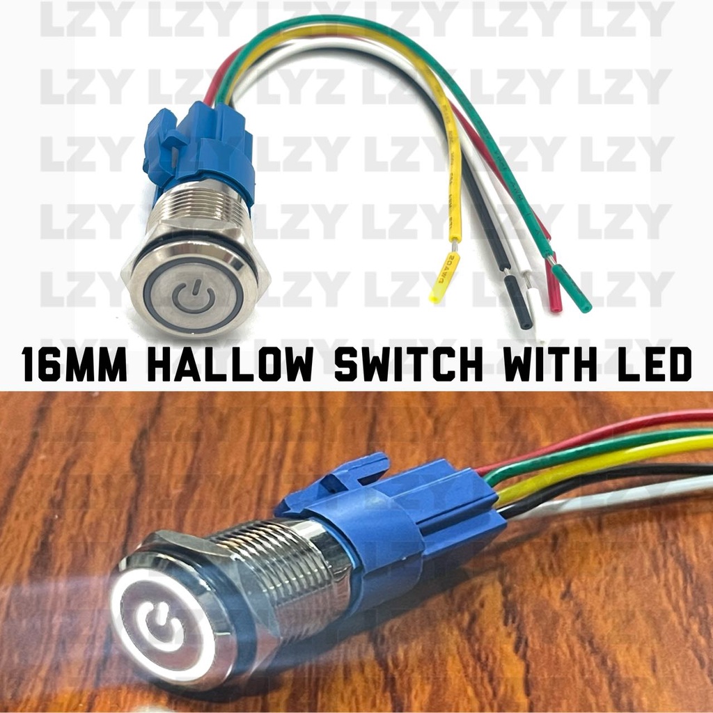 2-Way Universal Hallow Switch With Led For Motorcycle 16mm | Shopee ...