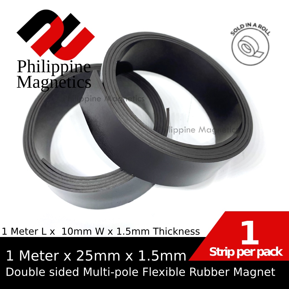1Meter 25mm x 1.5mm TH Magnetic Rubber Strip without 3M. Double Sided ...