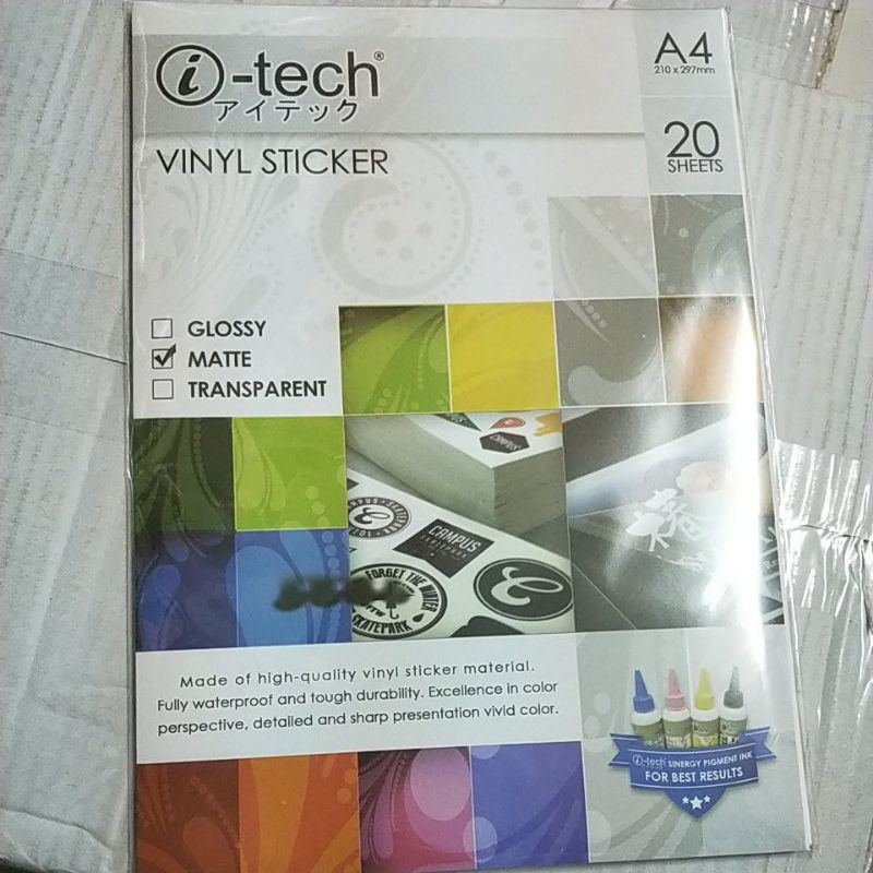 I-TECH VINYL STICKER WATERPROOF A4SIZE (20sheets) | Shopee Philippines