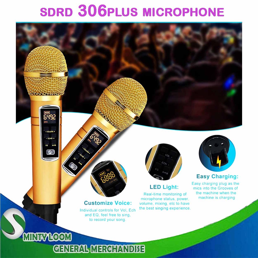 2pcs SDRD 306 plus wireless Microphone Stereo Speaker mic. | Shopee ...