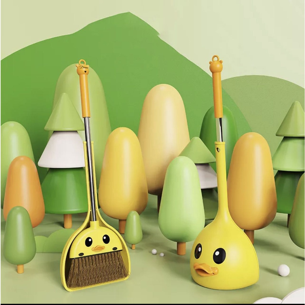 Small Yellow Duck Children's Broom Dustpan Broom Combo Household Desk ...