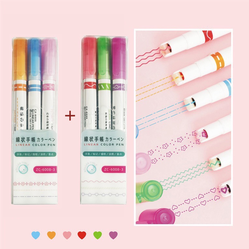 Linear pen Drawing wavy line pen Color highlighter account pen Border ...