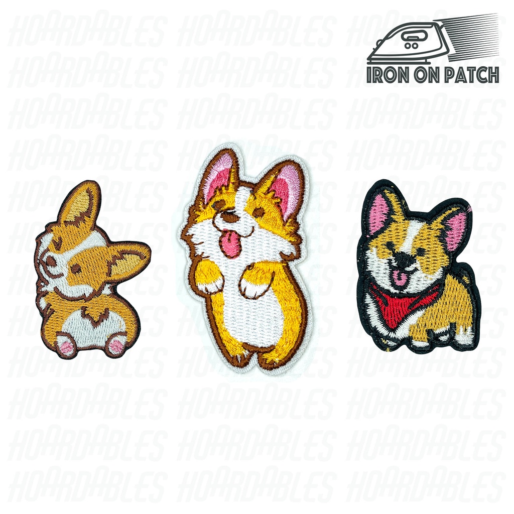 Corgi Shiba Inu Wink Cute Butt Dog Puppy Animal Small Iron On Sew DIY Decor Embroidered Patch ...