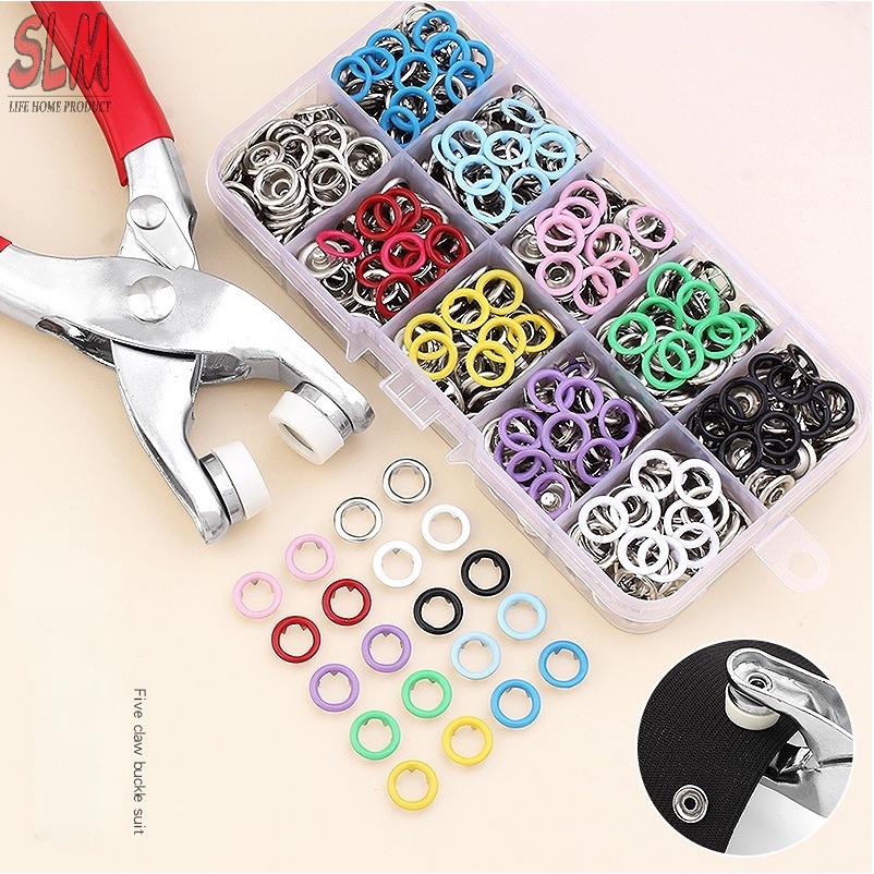 SLM Snap Fasteners Kit Clothing Five Claw Buckle Set & Hand Pressure ...