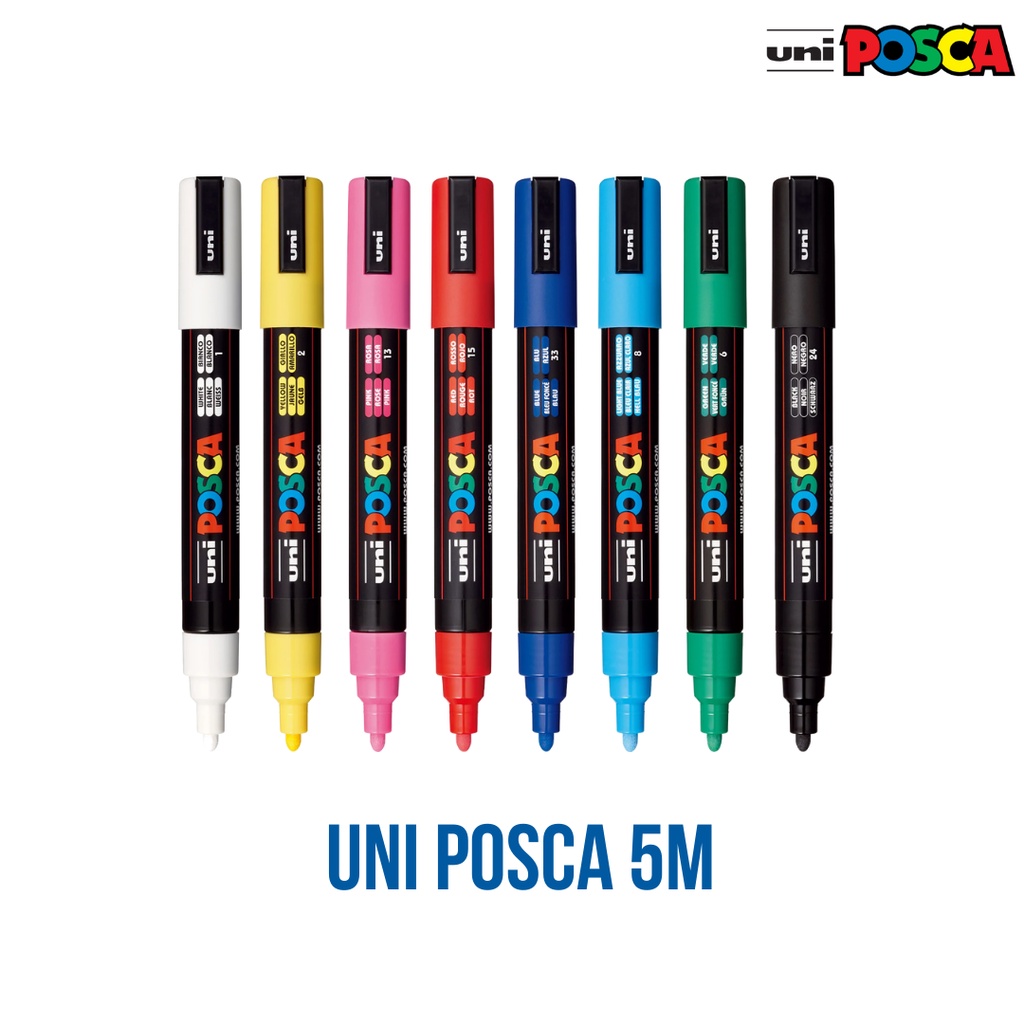 UNI POSCA Acrylic Paint Marker PC5M (1.8 - 2.5 mm Bullet Tip) by ARTHUB ...