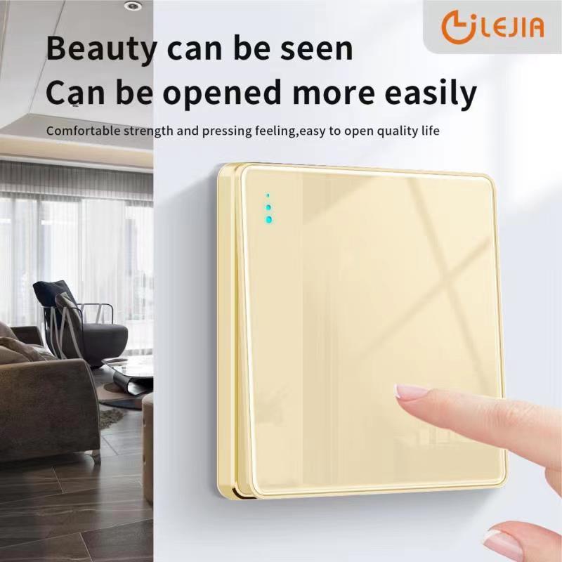 LEJIA Ultra Frameless gold Wall Glass Panel Switch 13 Amp Modern ...