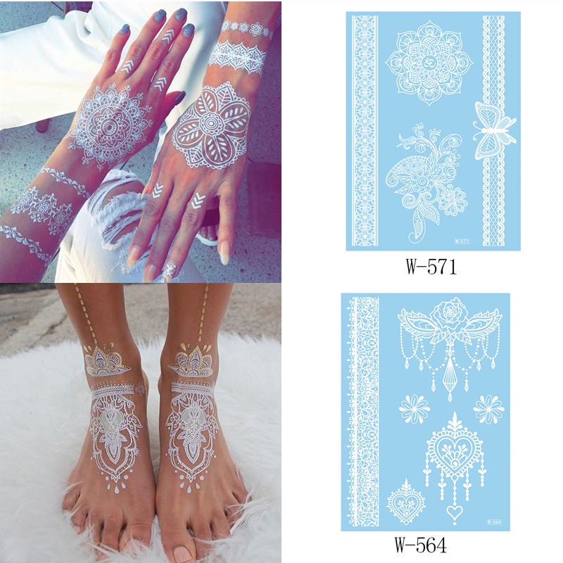 Beautiful Elegant White Lace Tattoo Sticker Wedding Bridal Tattoo ...