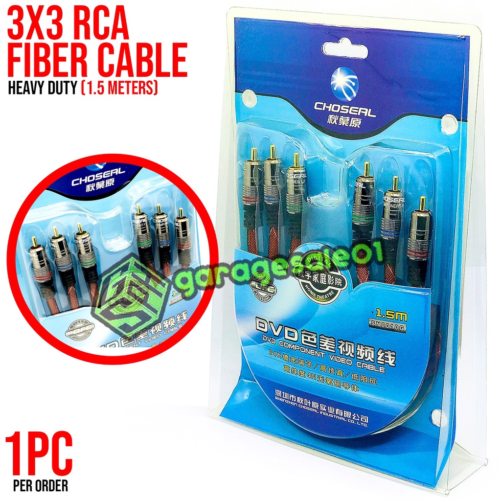Original 3X3 RCA Fiber Cable 1.5M Heavy Duty | Shopee Philippines