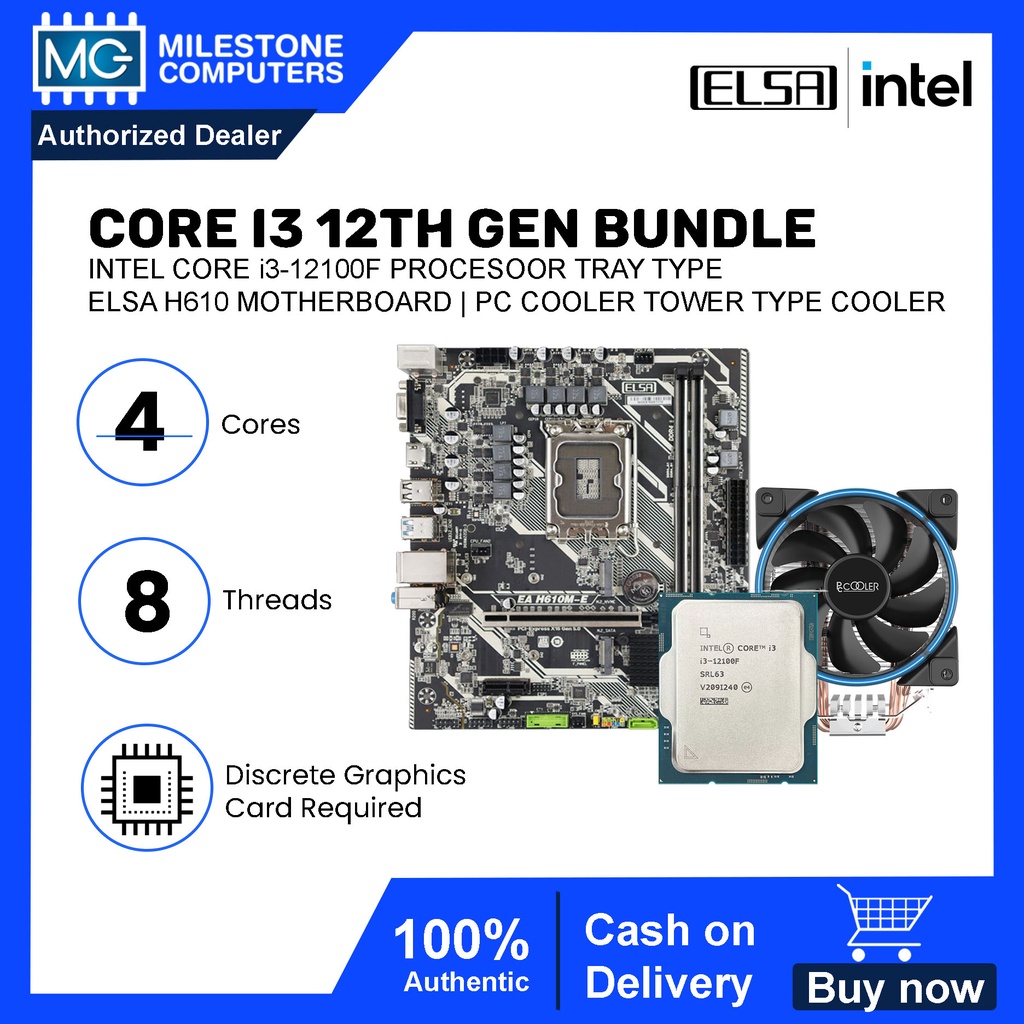 Milestone PC Bundle | Intel Core i3-12100F w/ Elsa H610M & PC Cooler ...