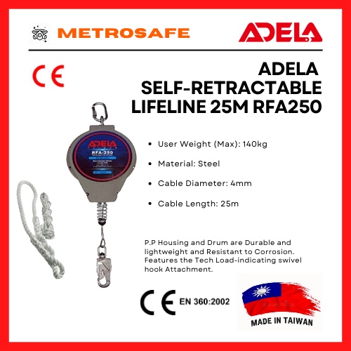 Adela Self-Retractable Lifeline 25M RFA250 Fall Arrester | Shopee ...