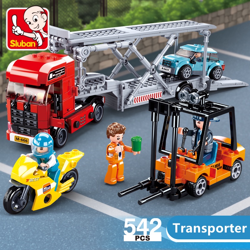 Sluban Building Block Toys Model Bricks Truck B0880 Car Transporter ...