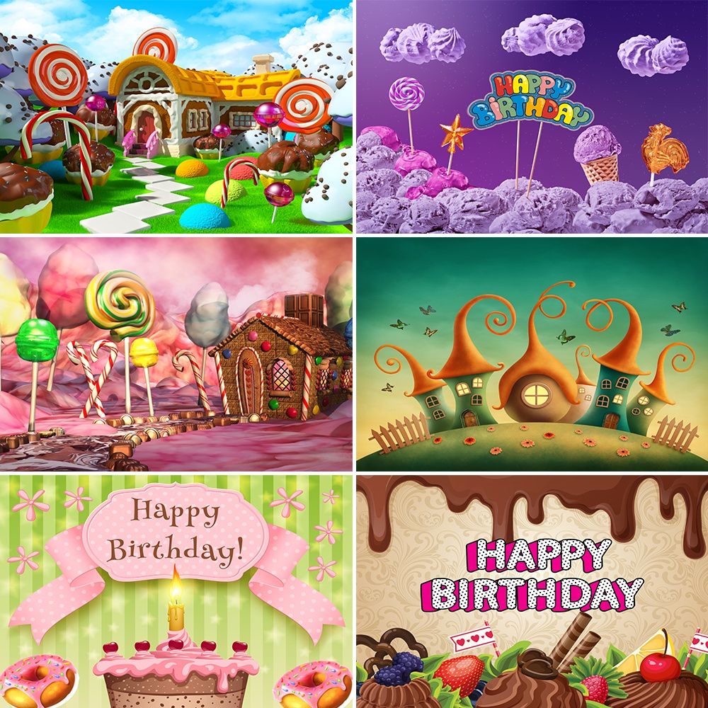 Newborn Baby Children Birthday Party Decor Backdrop Fantasy Candy Donut ...
