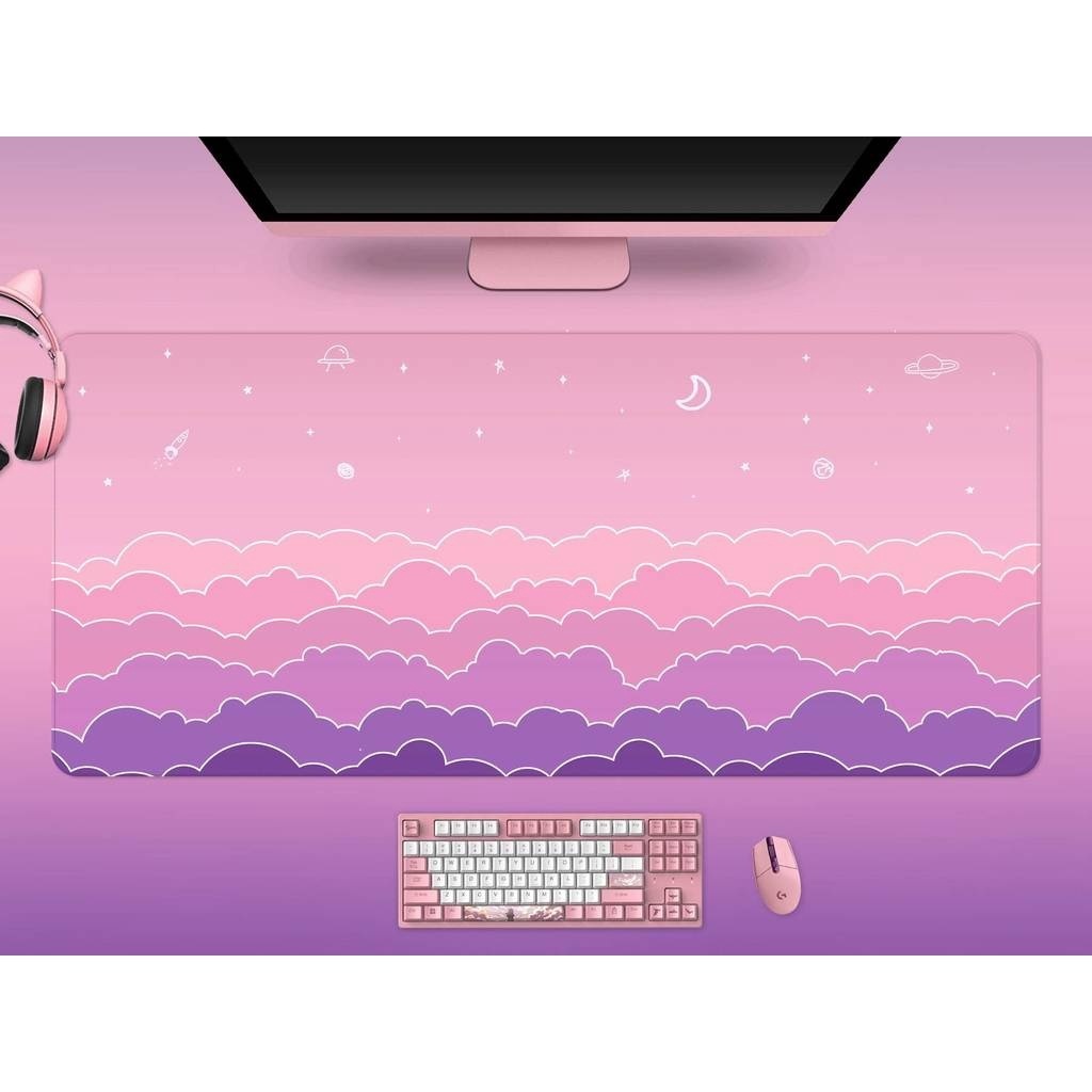 Cute Clouds Desk Mat Kawaii, Pastel Pink Mouse Pad Desk Pad Cute ...