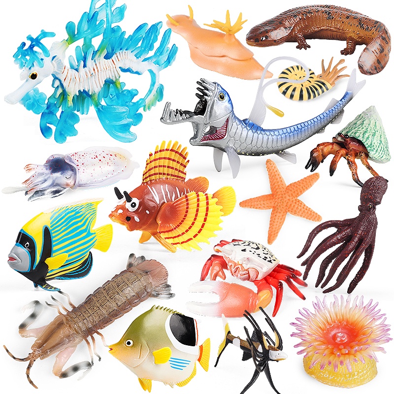 Sea Life Animals Crab Squid Shark Starfish Shrimp Action Figures Ocean ...