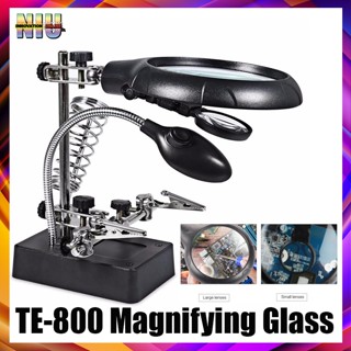 TE-800 Desktop Magnifier Welding Magnifying Glass with LED Light ...