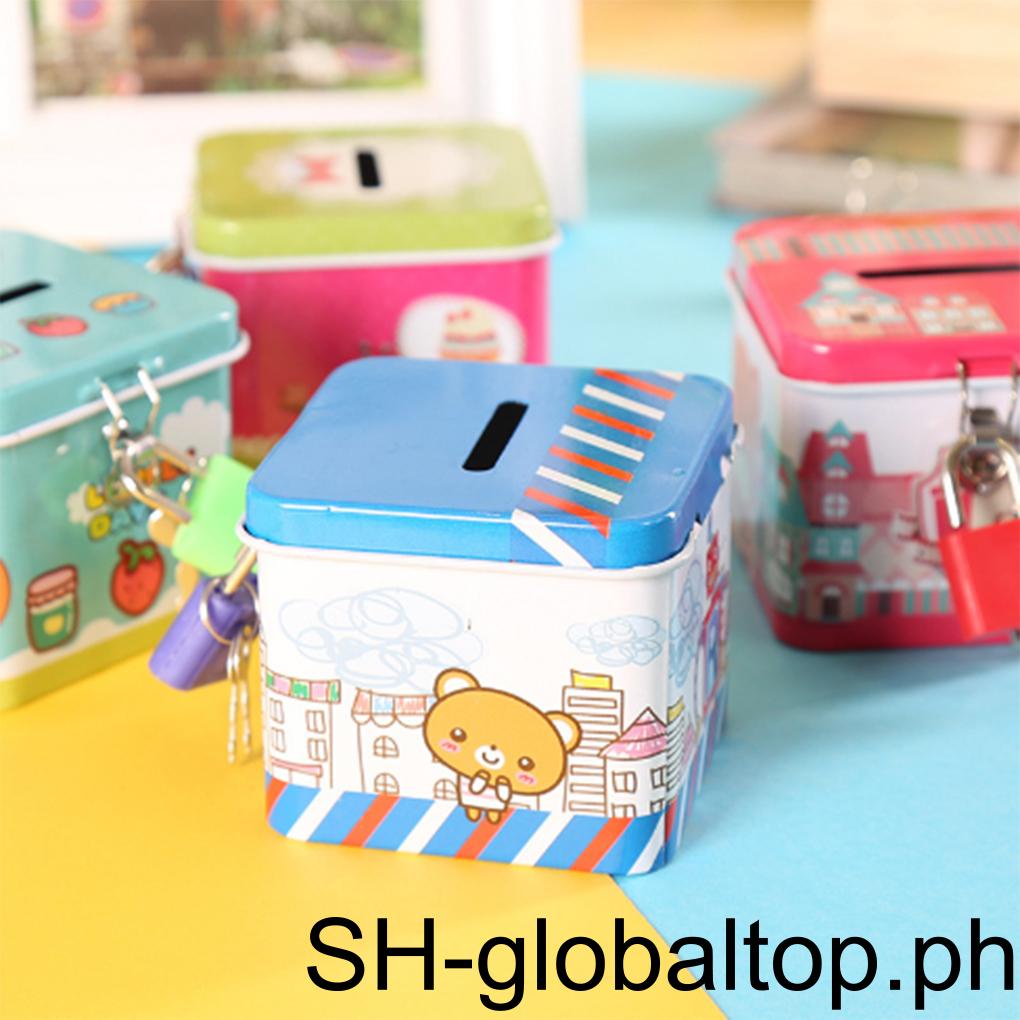 Child Lockable Cartoon Money Storage Saving Box Dorm Living Room Kid ...